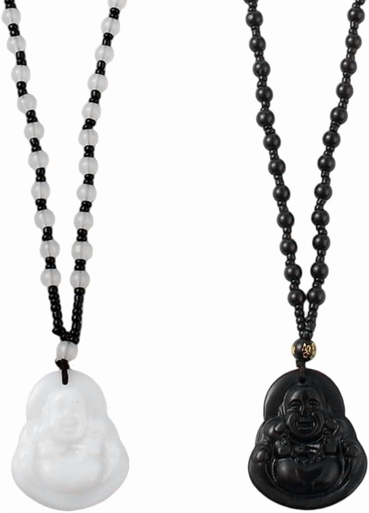 2Pcs 2 Colors Resin Imitation Maitreya Pendant Necklace Om Mani Padme ...