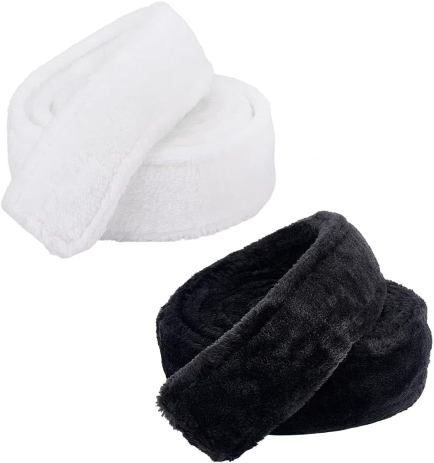 2Pcs 2 Colors Robe Belt Soft Flannel Bathrobe Belt Black & White Velvet ...