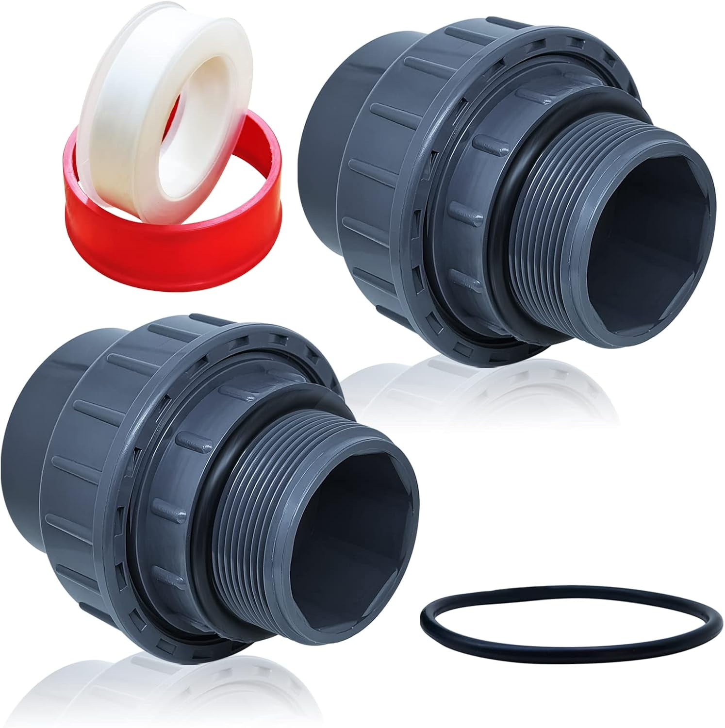 2Pcs 2 Inch PVC Pool Pump Fitting Coupling, 2" NPT Male X 2" Slip Union ...