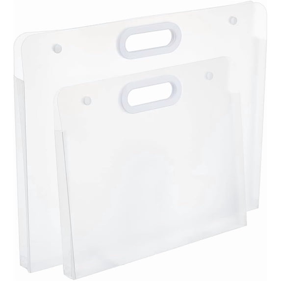 2Pcs 2 Sizes Plastic Waterproof Folders with Handles Documents Pockets ...