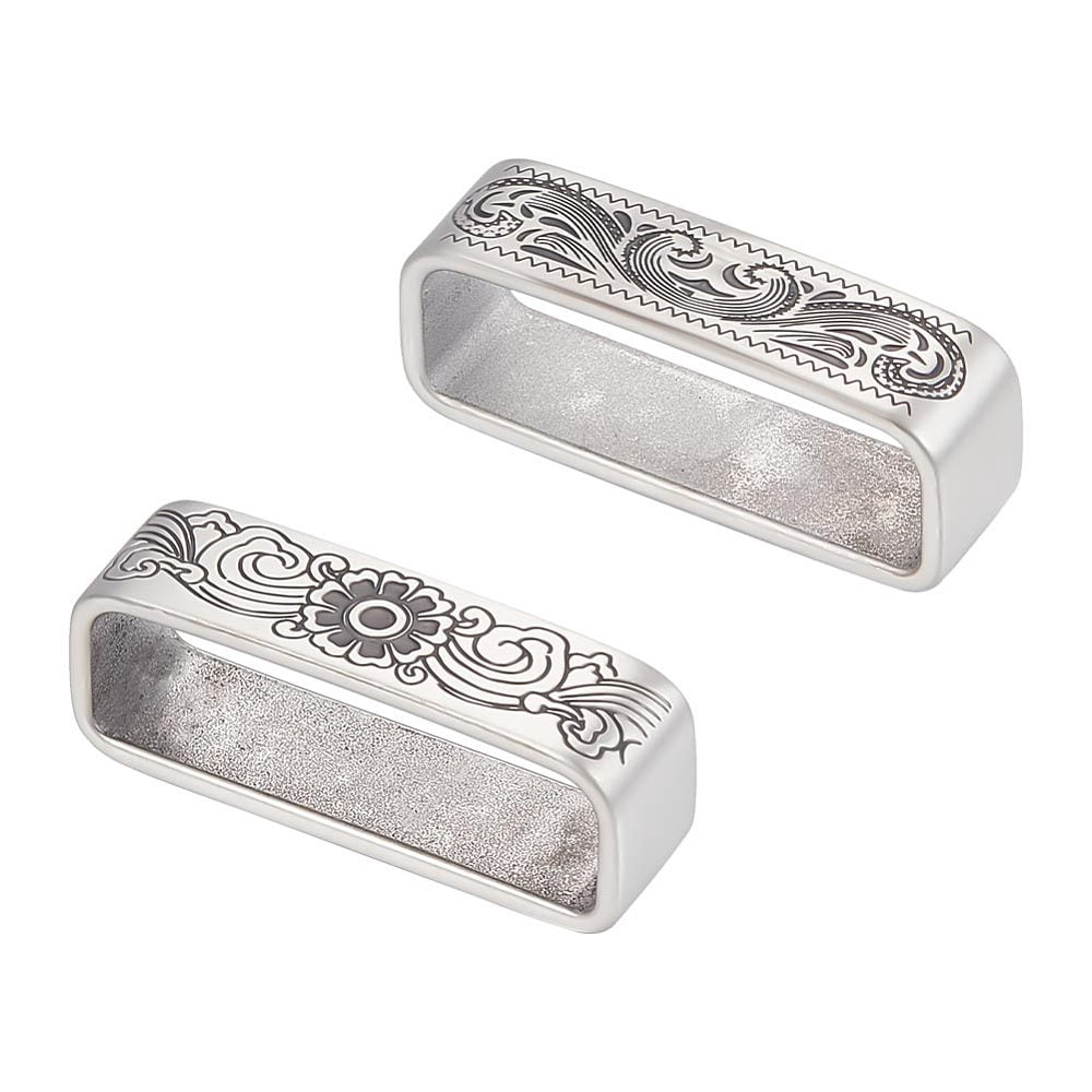 2Pcs 2 Style 304 Stainless Steel Loop Keepers Men's Belt Buckle ...