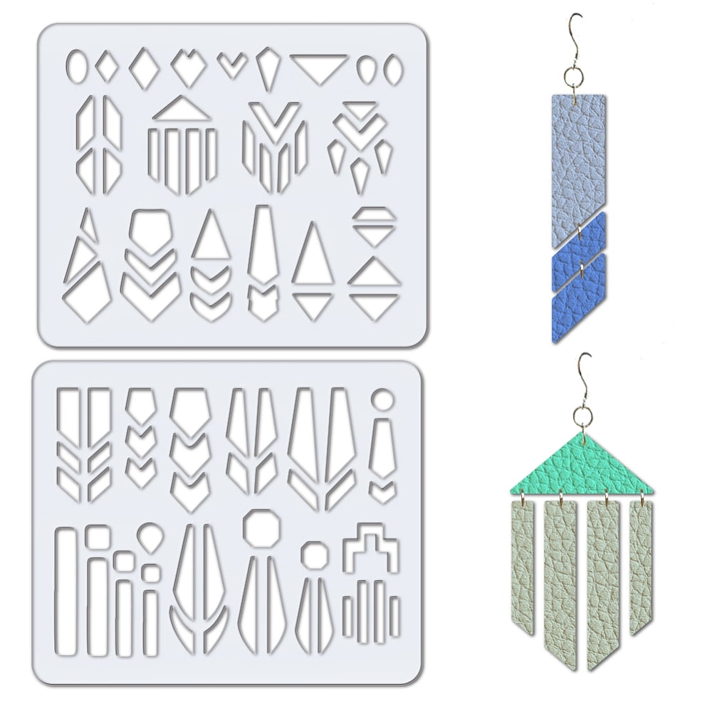 2Pcs 2 Style Acrylic Earring Handwork Template Card Leather Cutting ...