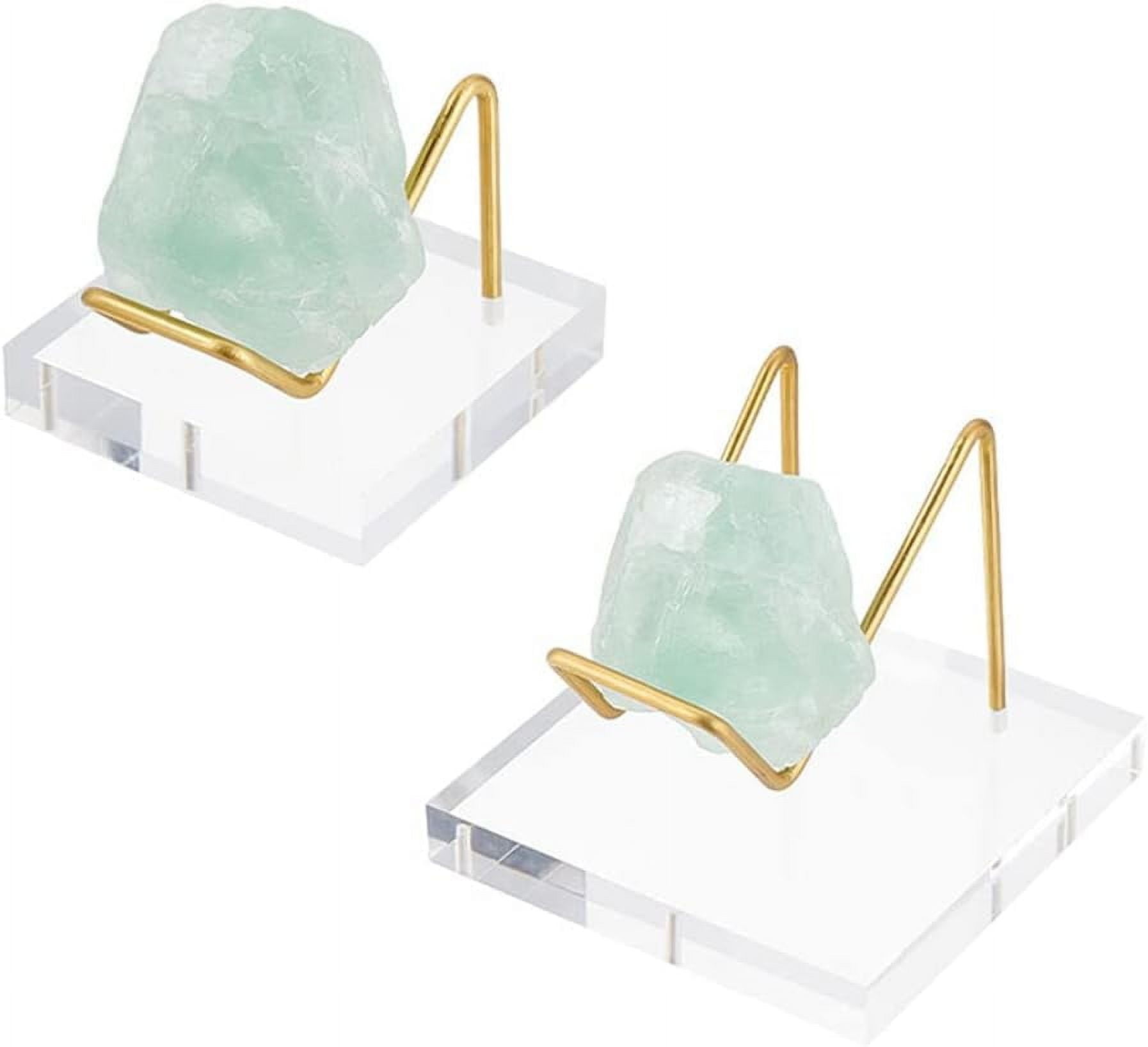2Pcs 2 Style Brass Crystal Mineral Display Easels Rough Stone Display ...