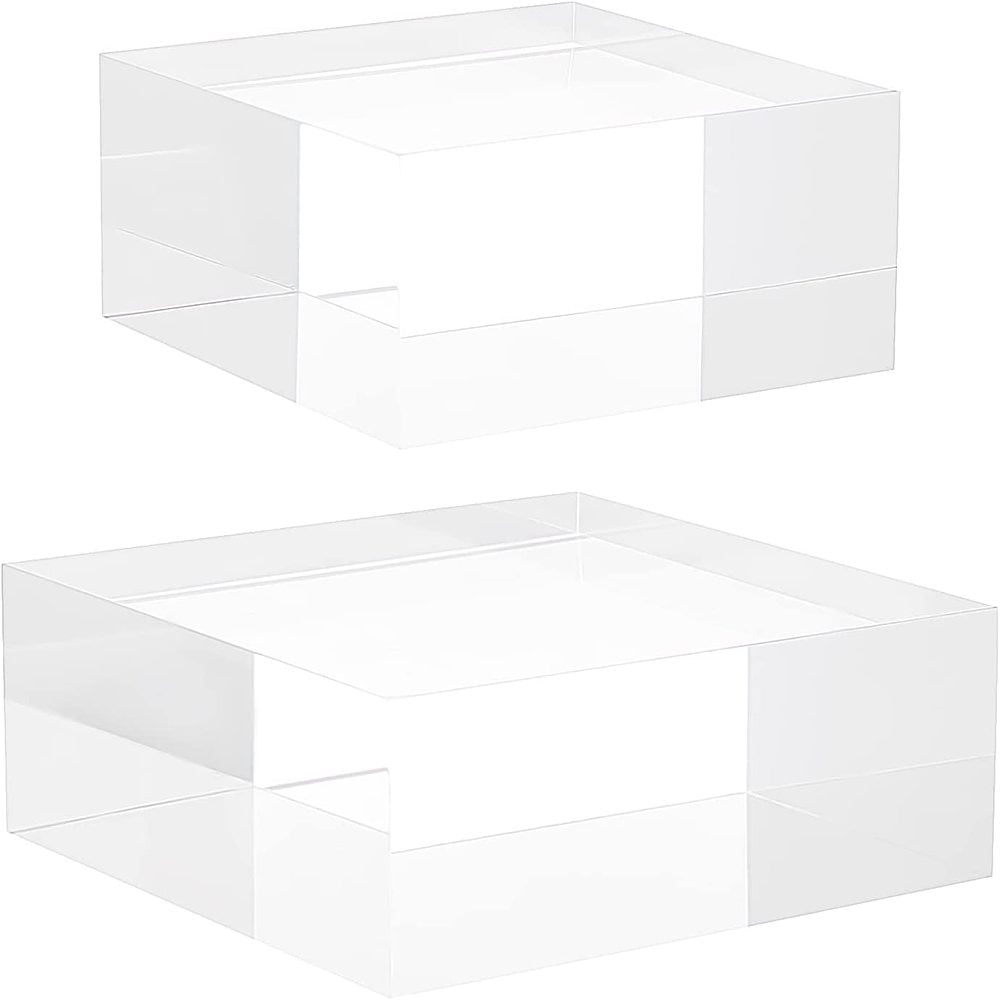 2Pcs 2 Style Clear Polished Acrylic Display Blocks Acrylic Cube Display ...