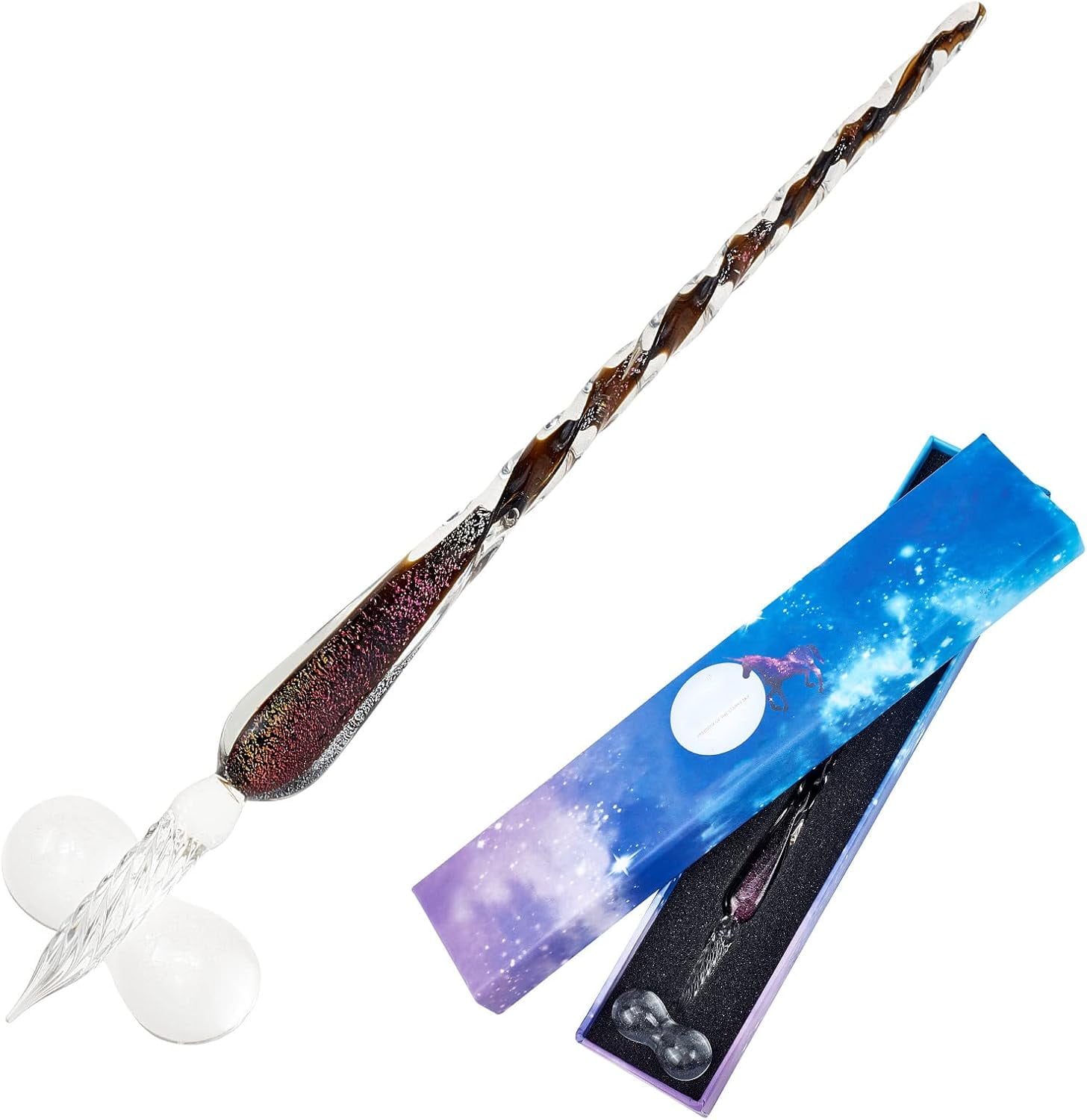 2Pcs 2 Style Glass Dipped Pen Calligraphy Ink Set Glass Ink Pen with ...
