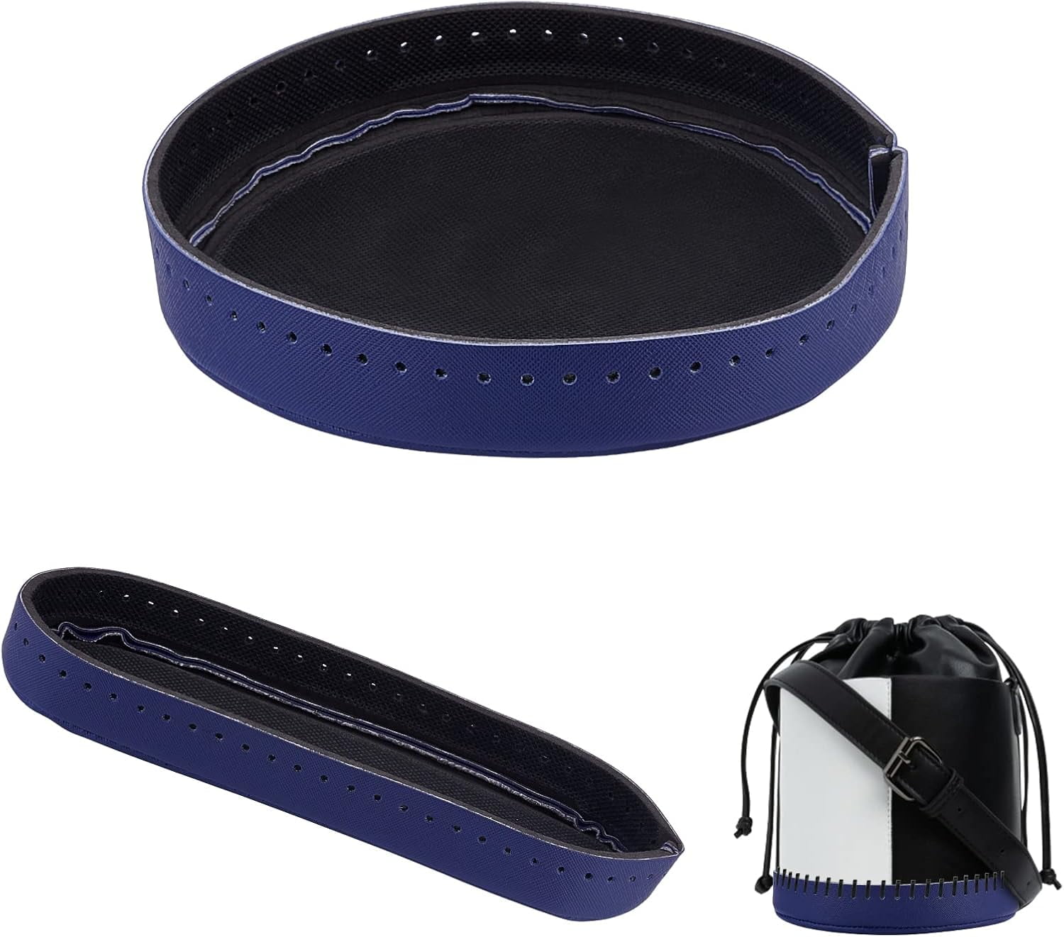 2Pcs 2 Style Imitation Leather Bag Bottom Oval and Flat Round Midnight ...