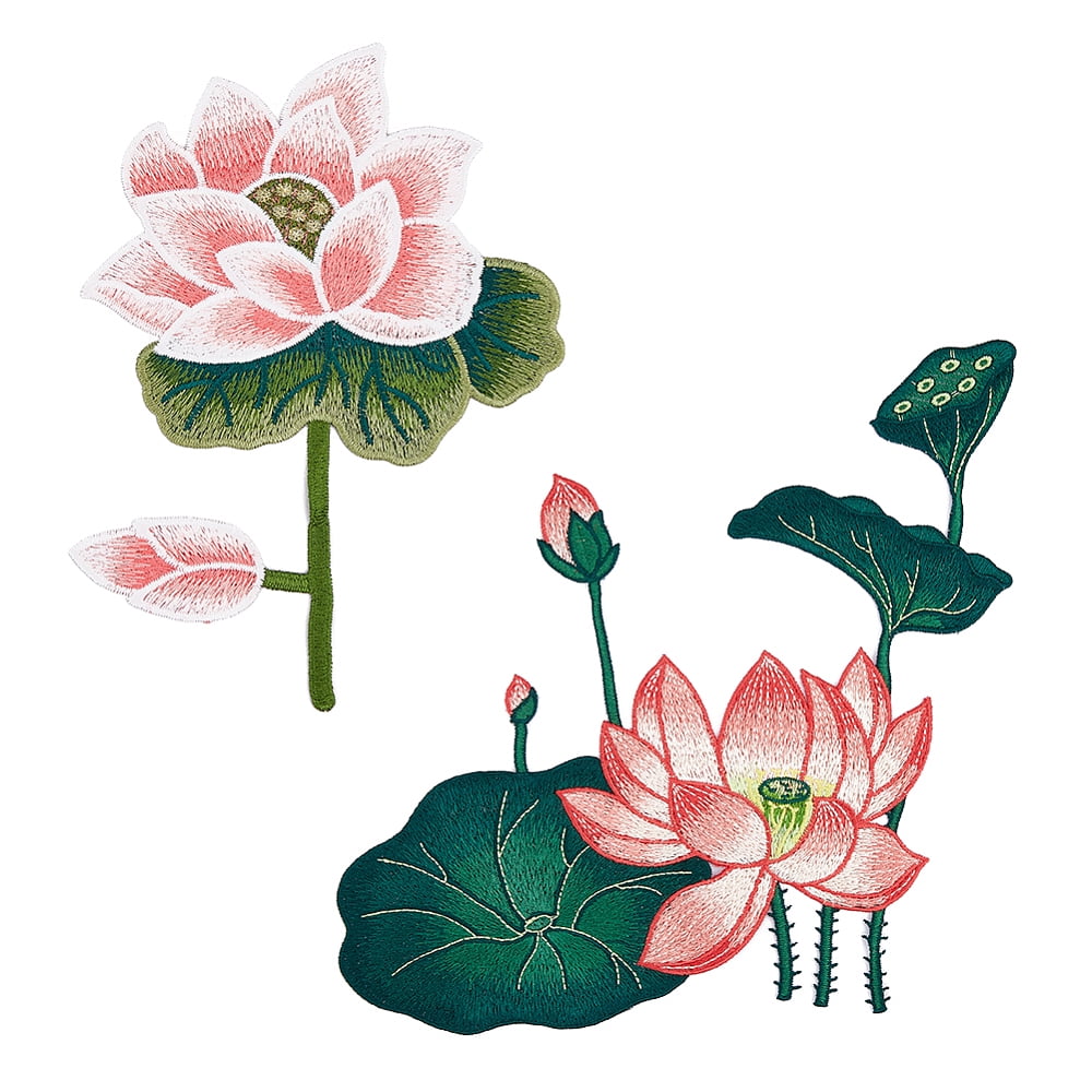2Pcs 2 Style Lotus Lotus Pod Pattern Polyester Fabrics Computerized ...