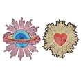 2Pcs 2 Style Planet Heart Computerized Embroidery Cloth Iron On Sequins ...