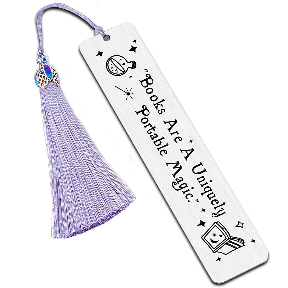 2Pcs 2 Style Stainless Steel Bookmarks Rectangle with Nylon Tassel Big ...