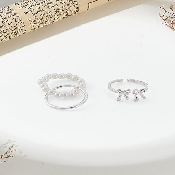 2Pcs 2 Styles Alloy Adjustable Cuff Rings for Women Bowknot Silver ...