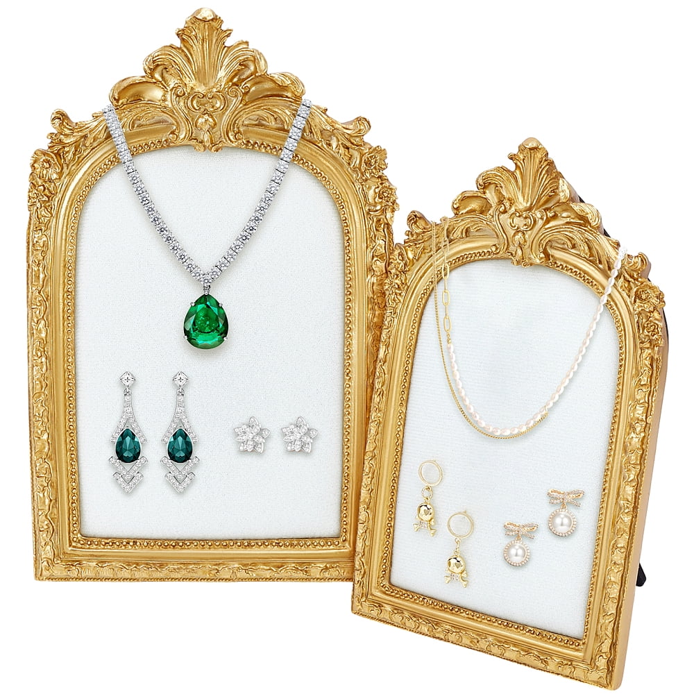 2Pcs 2 Styles Arch Shape Resin Velvet Photo Frame Necklace Display ...