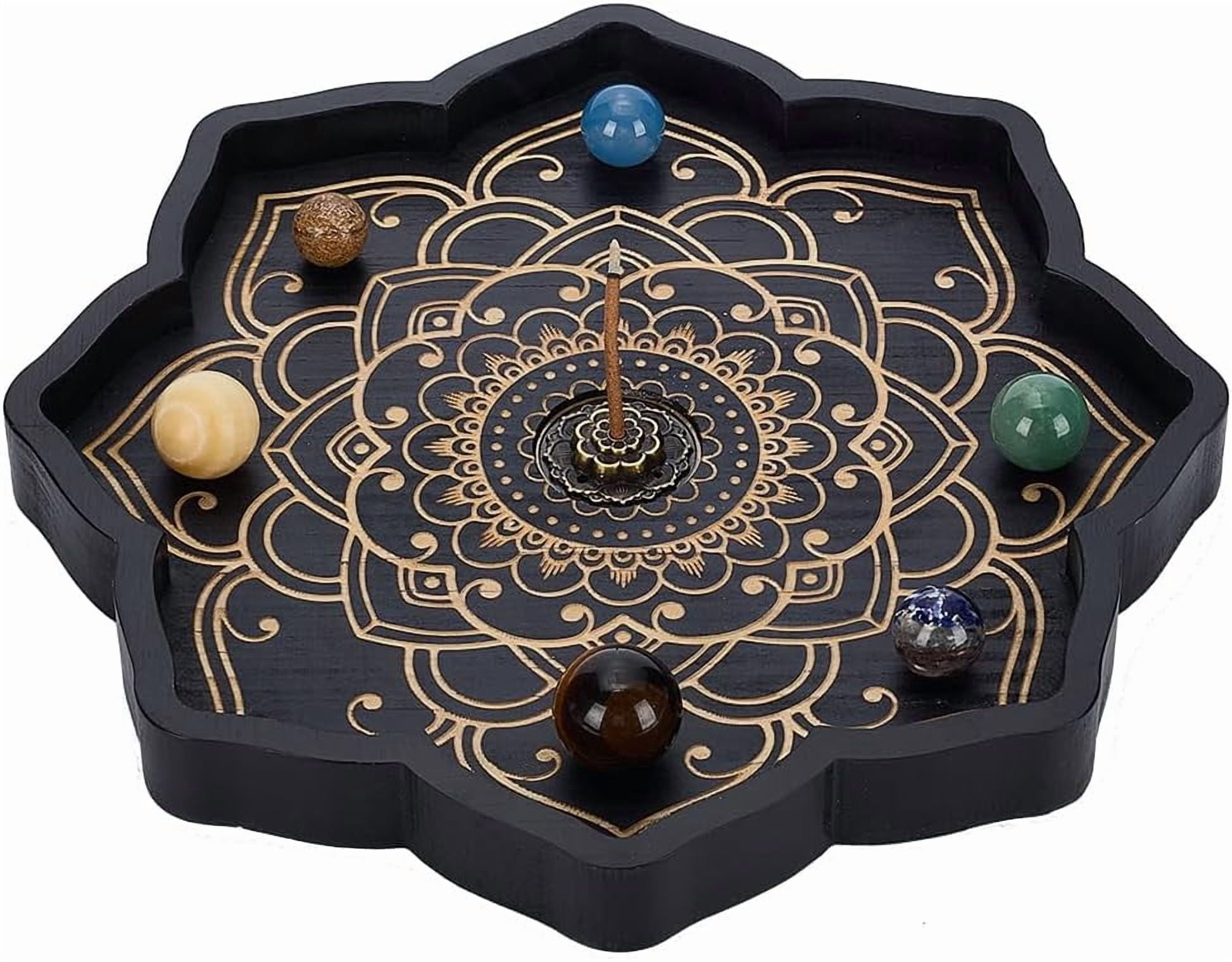 2Pcs 2 Styles Brass Pine Wooden Incense Burner Holder Home Office ...