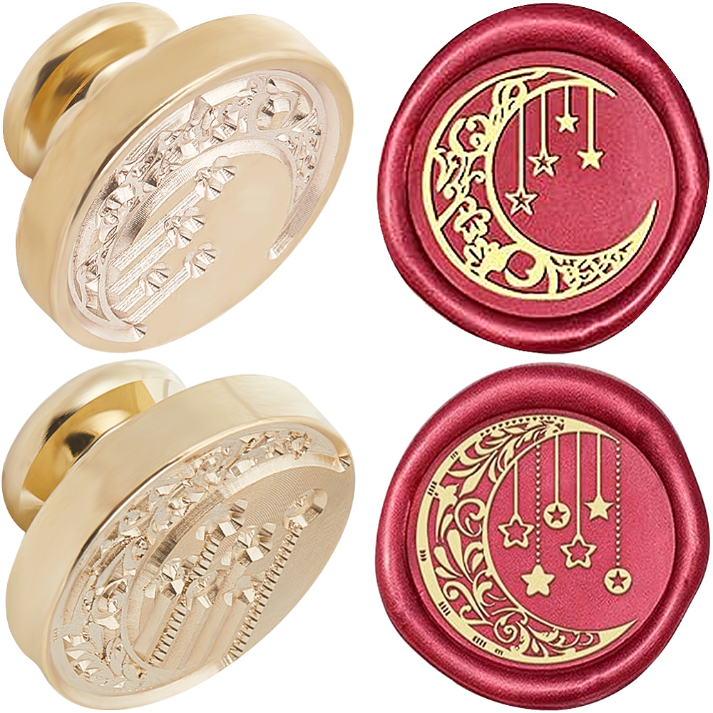 2Pcs 2 Styles Golden Plated Wax Seal Brass Stamp Head for Wax Seal ...