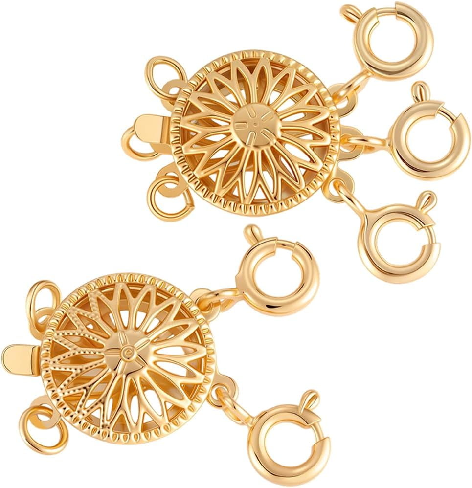 2Pcs 2 Styles Layering Necklace Clasps and Closure 18K Gold Plated ...