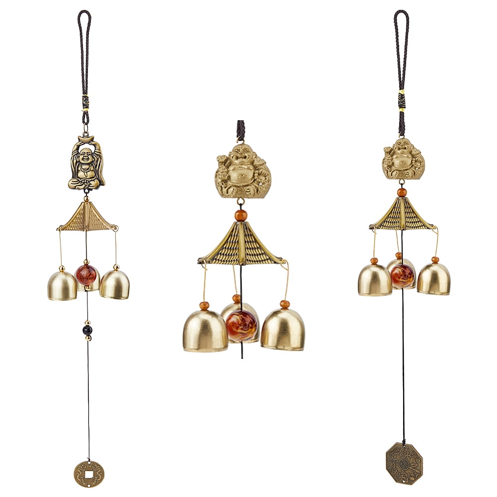 2Pcs 2 Styles Lucky Wind Chimes Brass Wind Bell Vintage Blessing Door ...
