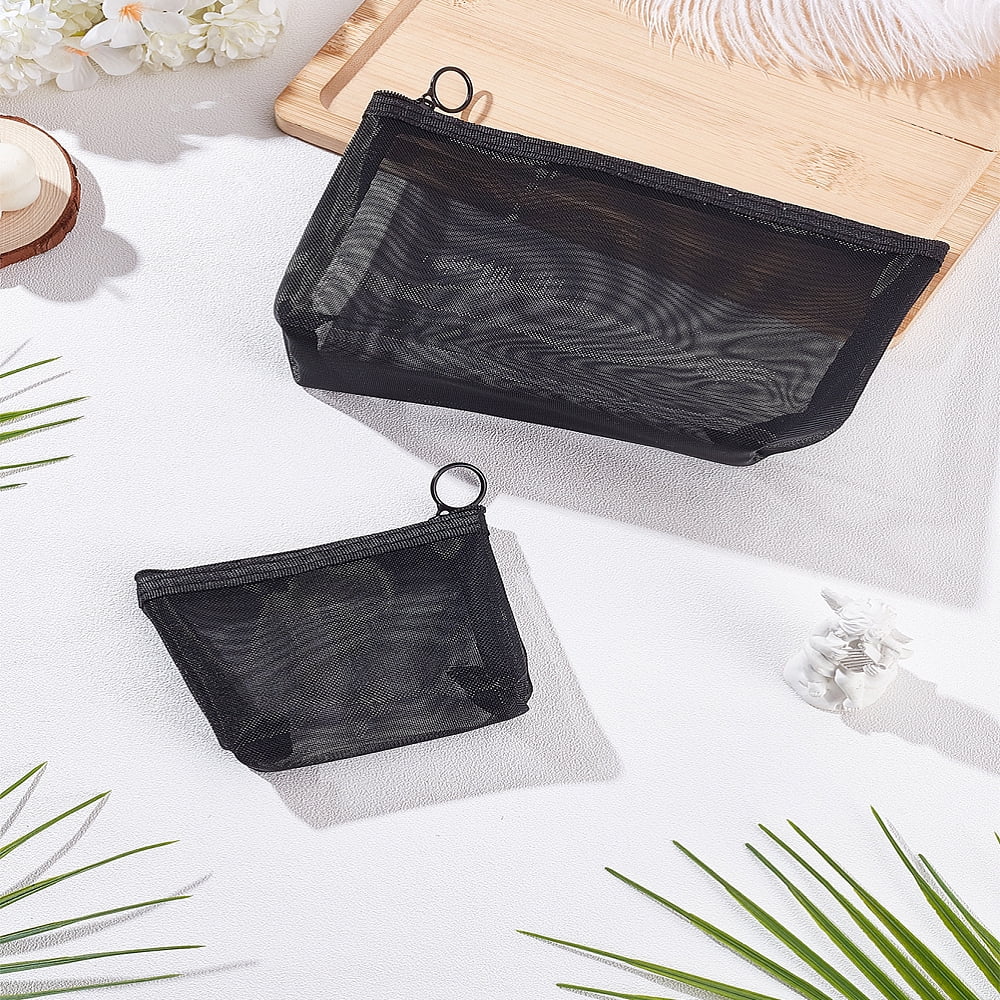 2Pcs 2 Styles Nylon Gauze Cosmetic Pouches with Zipper Toilet Bag for ...