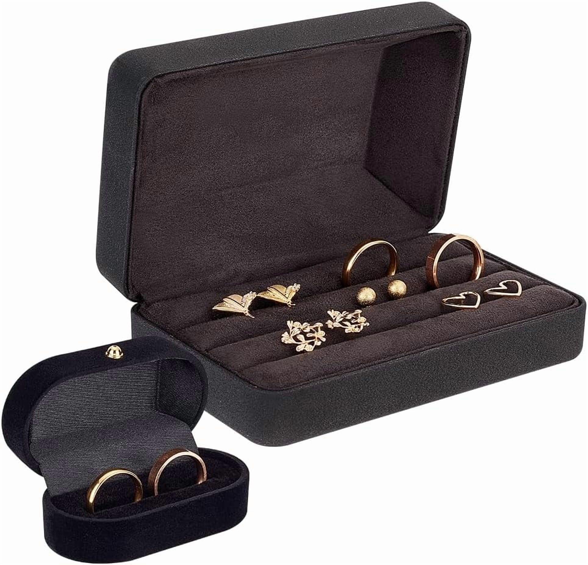 2Pcs 2 Styles Rectangle Oval PU Leather Finger Ring Display Boxes ...