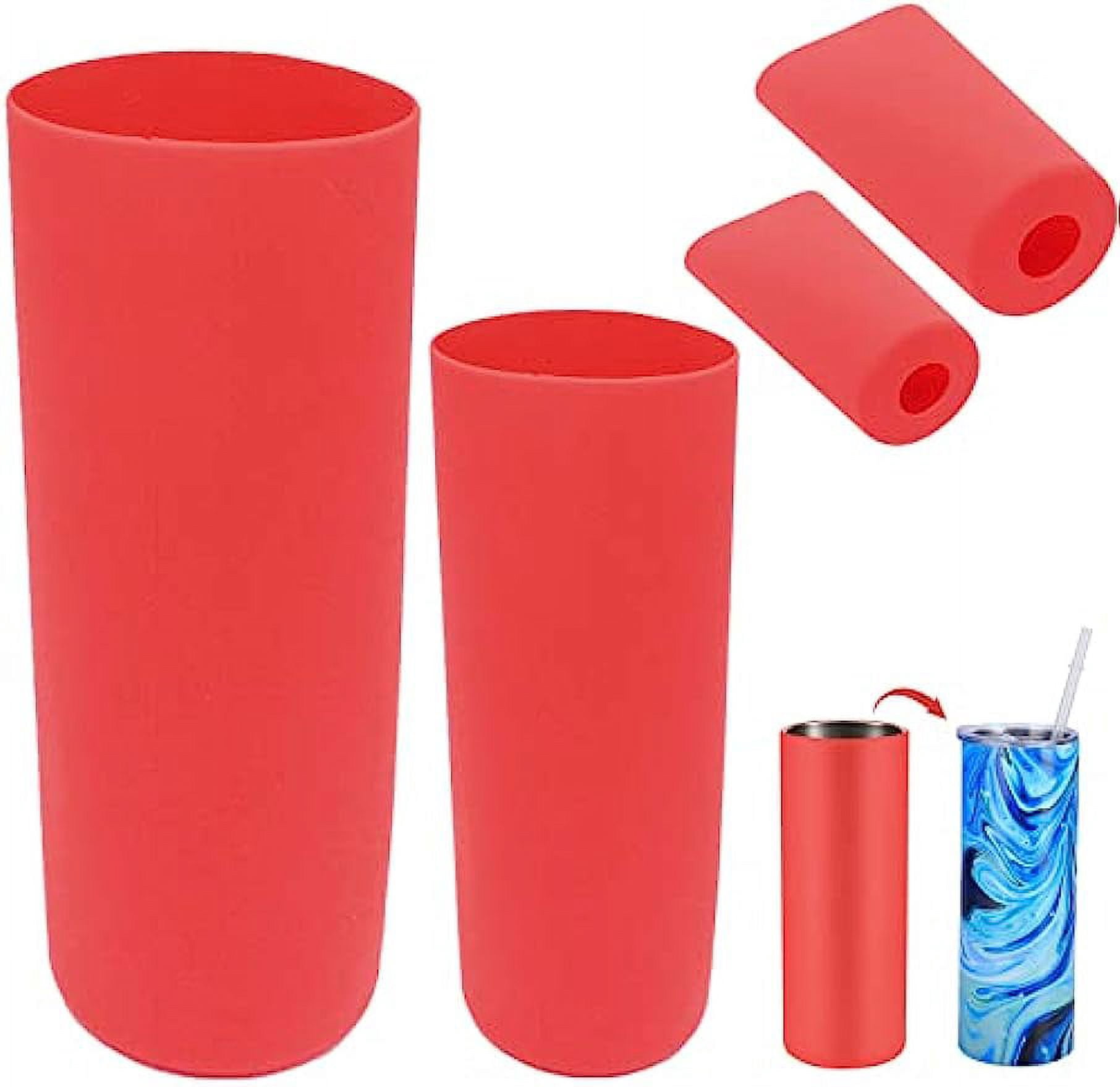 2Pcs 2 Styles Seamless Silicone Sleeve 30oz Reusable Insulated Cup ...