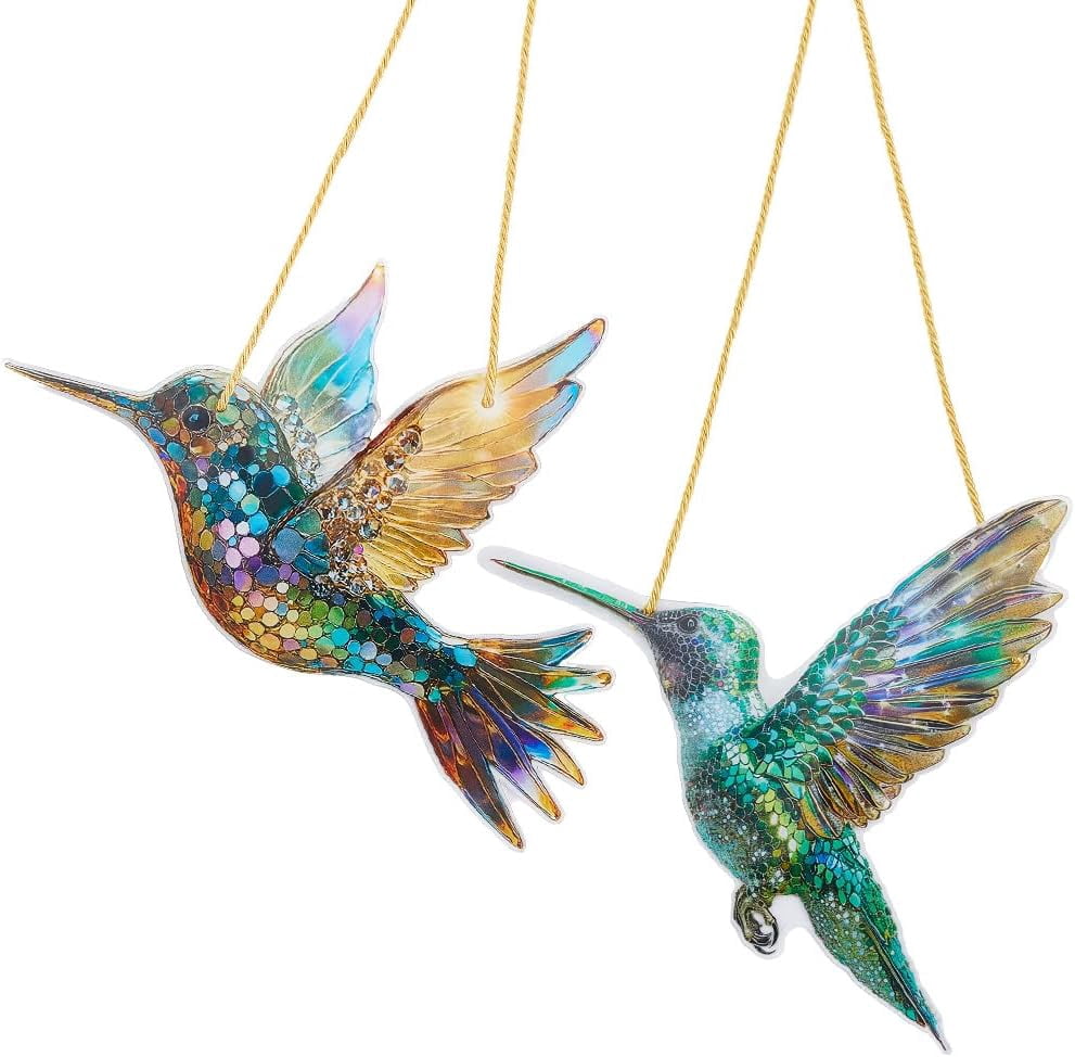 2Pcs 2 Styles Sherum Spirit Birds Hummingbird Suncatchers Acrylic ...