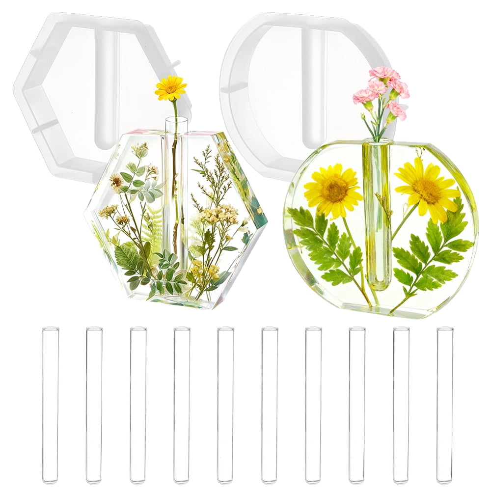 2Pcs 2 Styles Silicone Vase Molds with 10Pcs Tube Making Silicone Molds ...