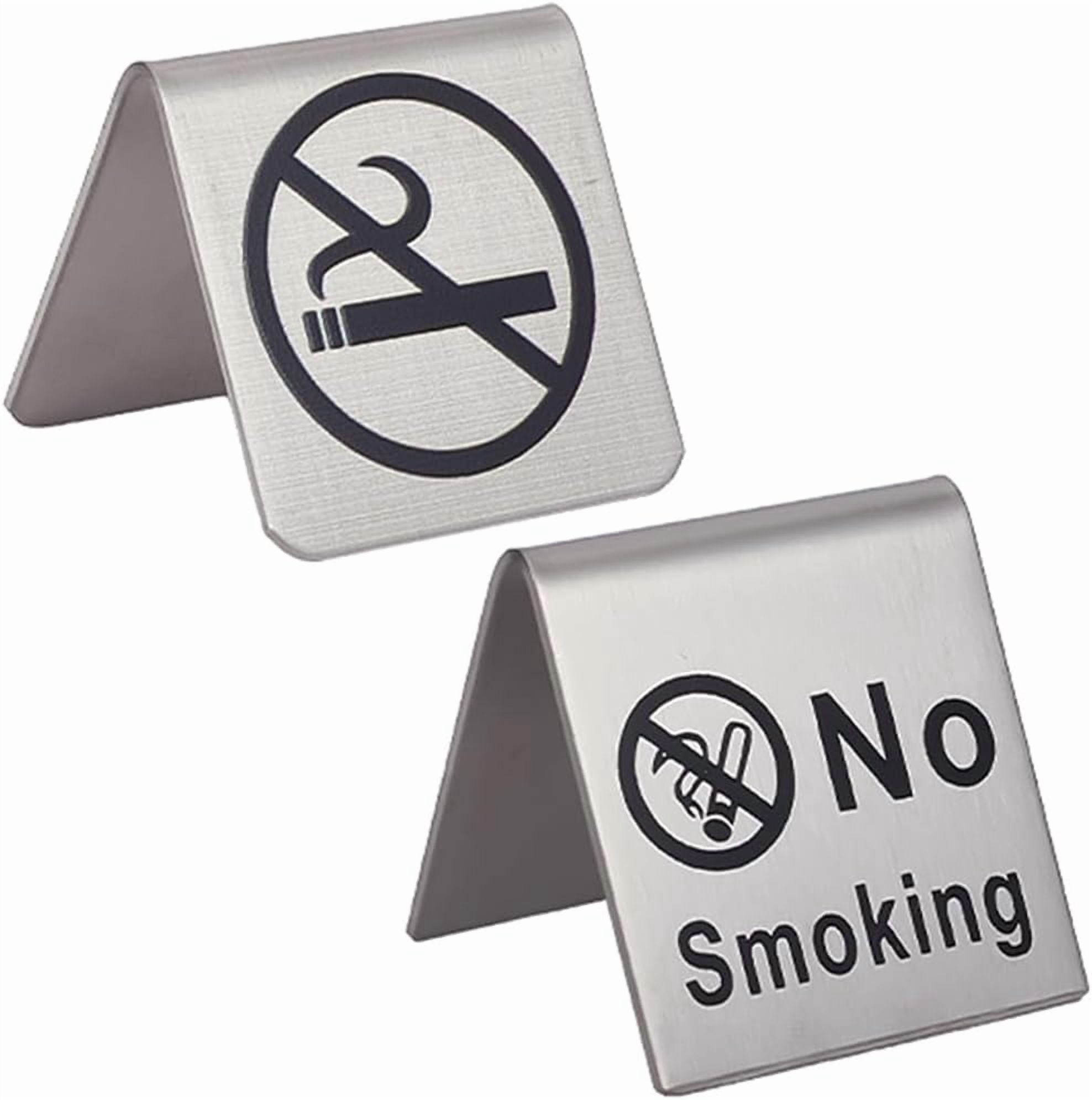 2Pcs 2 Styles Stainless Steel No Smoking Table Sign Double Side Non ...