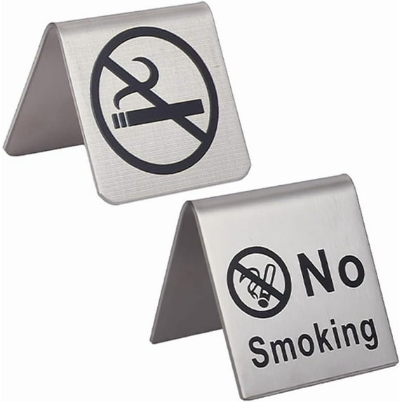 2Pcs 2 Styles Stainless Steel No Smoking Table Sign Double Side Non ...
