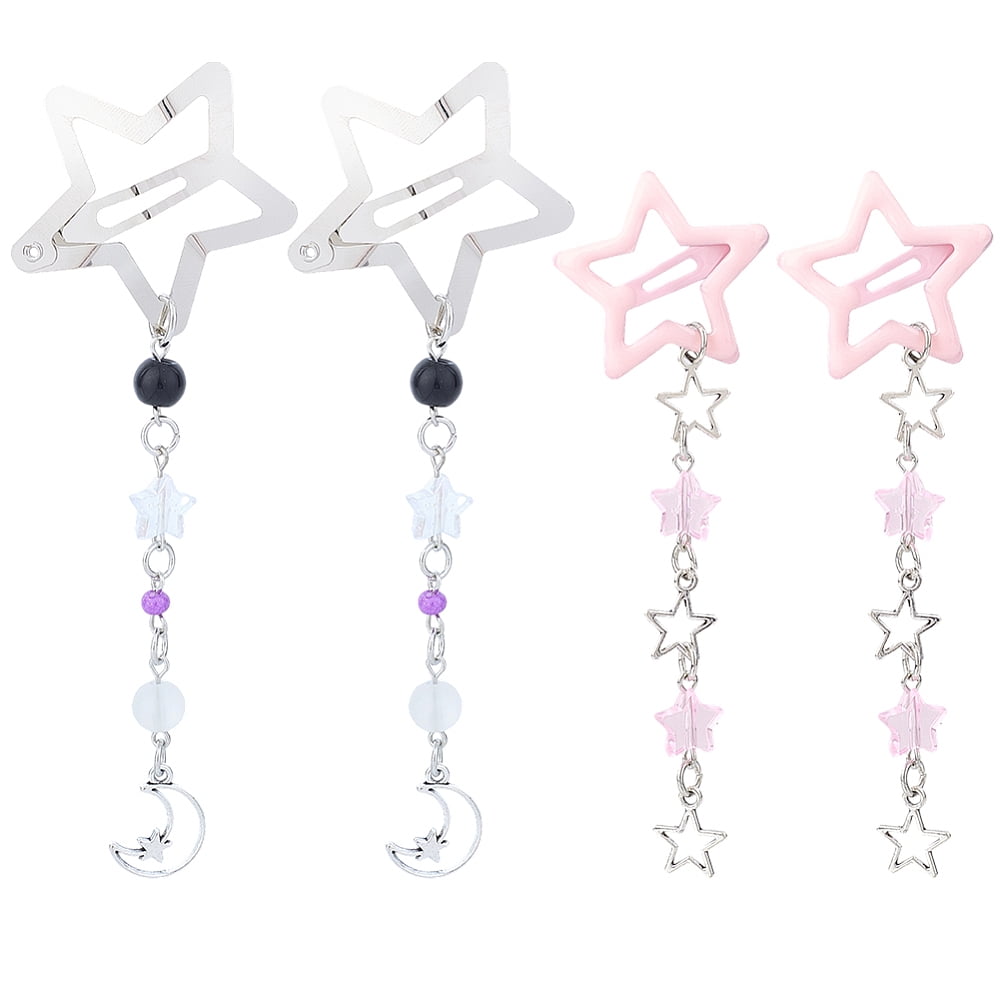 2Pcs 2 Styles Star Iron Plastic Snap Hair Clips Hair Accessorise for ...