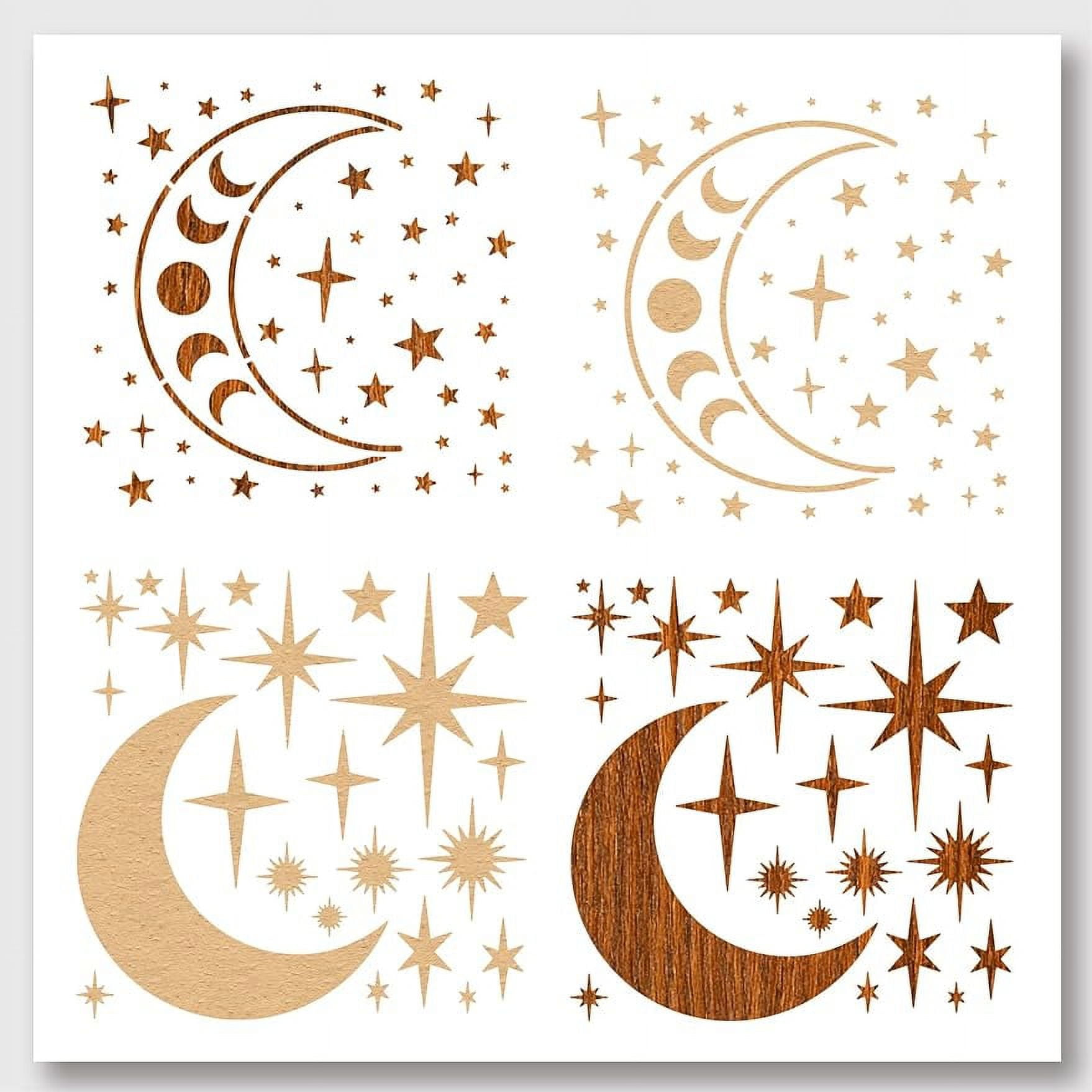 2Pcs 2 Styles Starry Sky Stencils Moon Star Stencils Twinkle Star ...