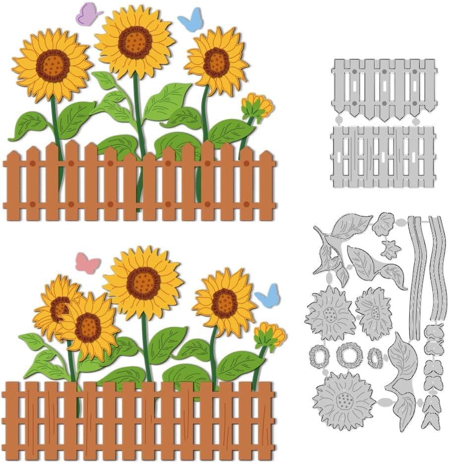 2Pcs 2 Styles Sunflower Carbon Steel Cutting Dies Stencils for DIY ...