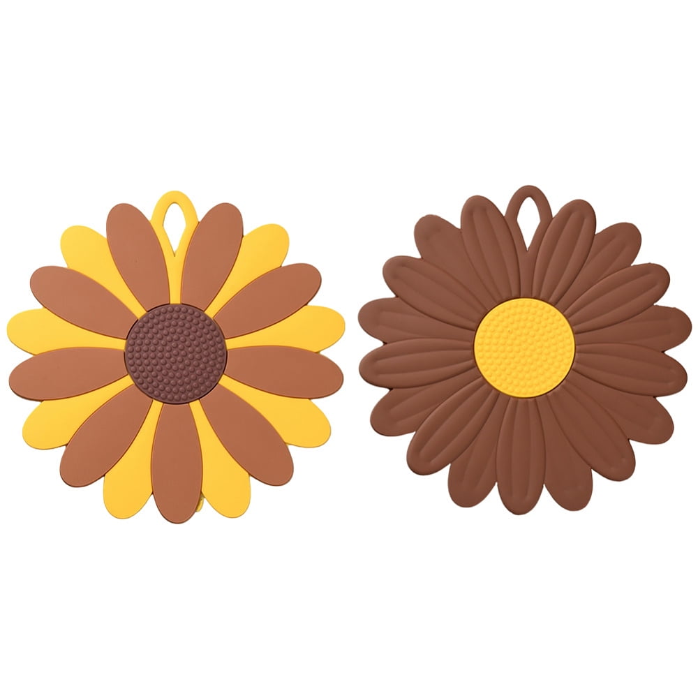 2Pcs 2 Styles Sunflower Drink Coasters 19.8cm Flower Cup Mat Heat ...