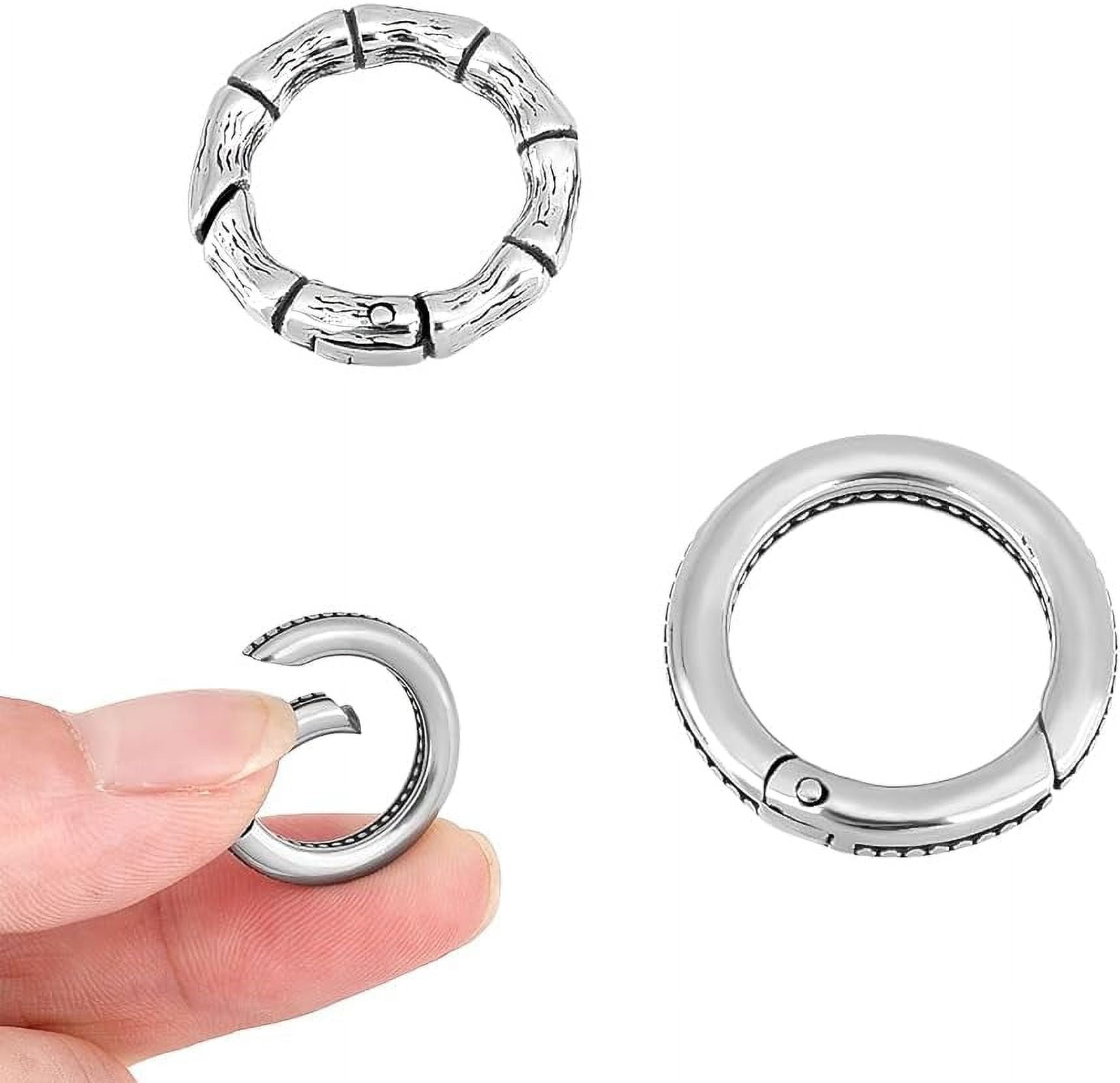 2Pcs 2 Styles Tibetan Style Stainless Steel Spring Gate Rings Silver ...