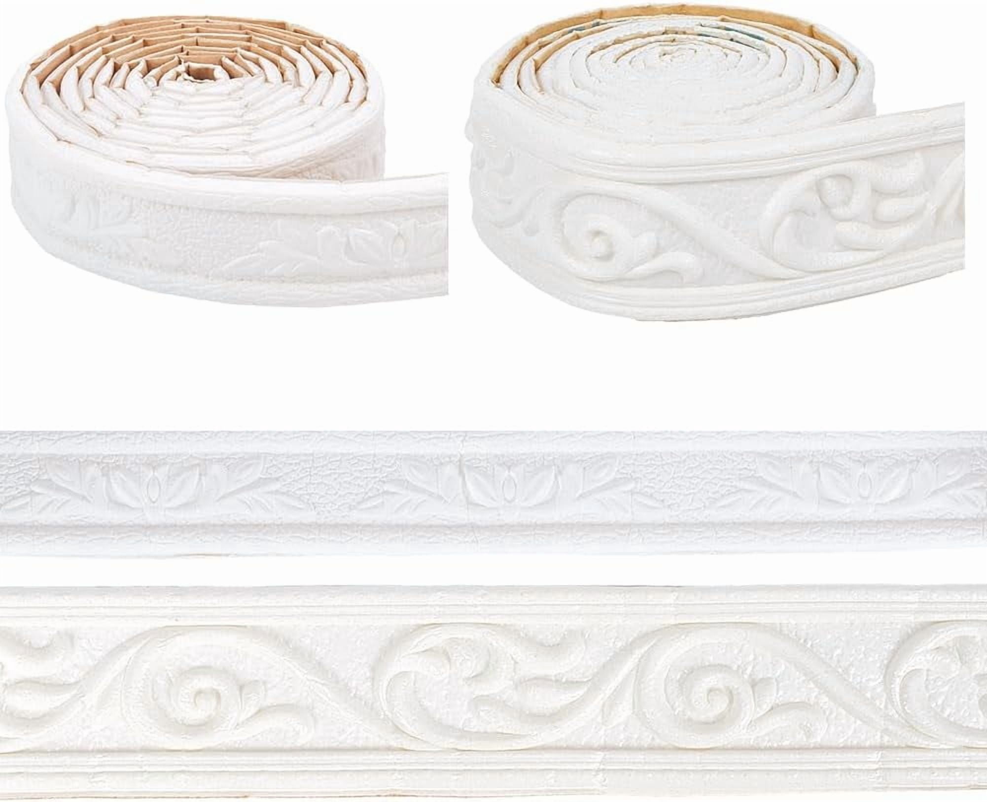 2Pcs 2 Styles White Wall Molding Trim Self Adhesive Peel and Stick ...