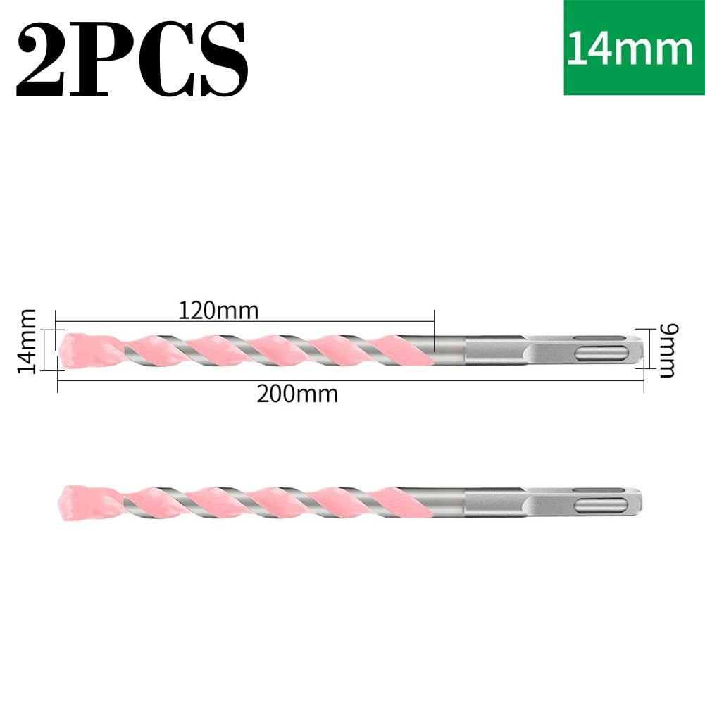 2Pcs 200mm Long Masonry Concrete Drill Bit Hammer Carbide Tip Square ...