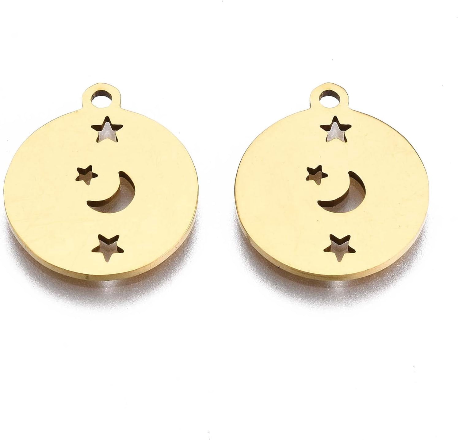 2Pcs 201 Stainless Steel Pendants Laser Cut Pendants Flat Round with ...