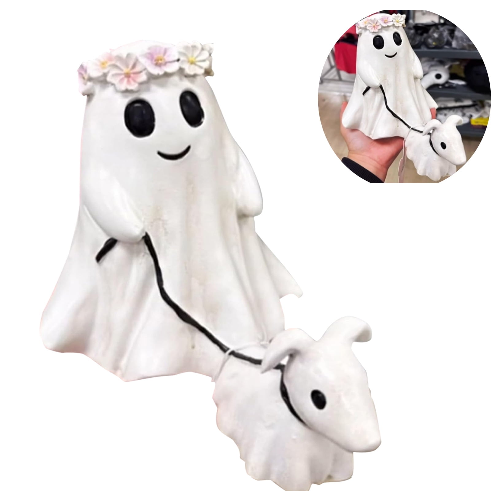 2Pcs 2025 Cute Ghost Statue Outdoor Halloween Decor Halloween Ghost ...
