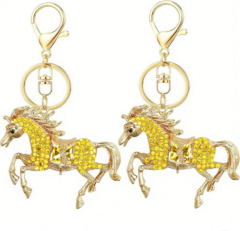 2Pcs 2026 Year of The Horse Keychains Horse Charm Statue Feng Shui ...