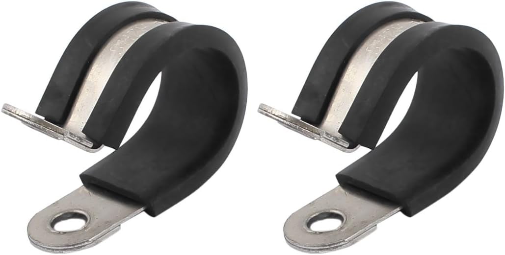 2Pcs 20mm Dia Rubber Lined R Shaped Stainless Steel Tube Pipe Clips ...
