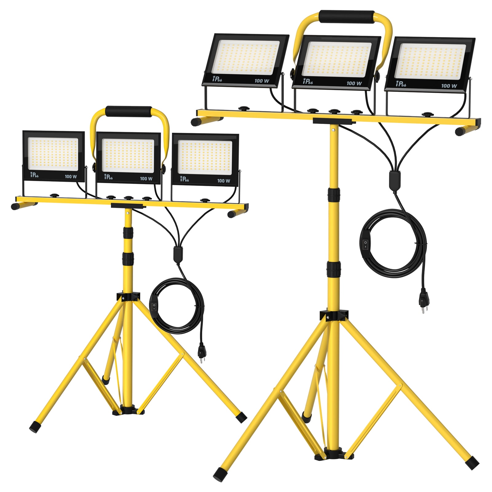 2Pcs 21000Lumen LED Work Light with Stand, 3 Head Portable Work Light ...