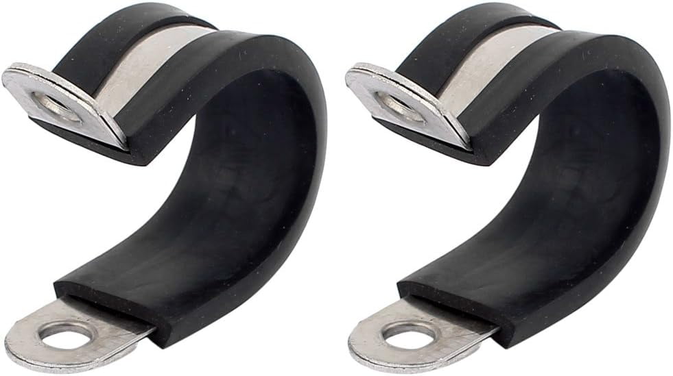 2Pcs 22mm Dia Rubber Lined R Shaped Stainless Steel Tube Pipe Clips ...