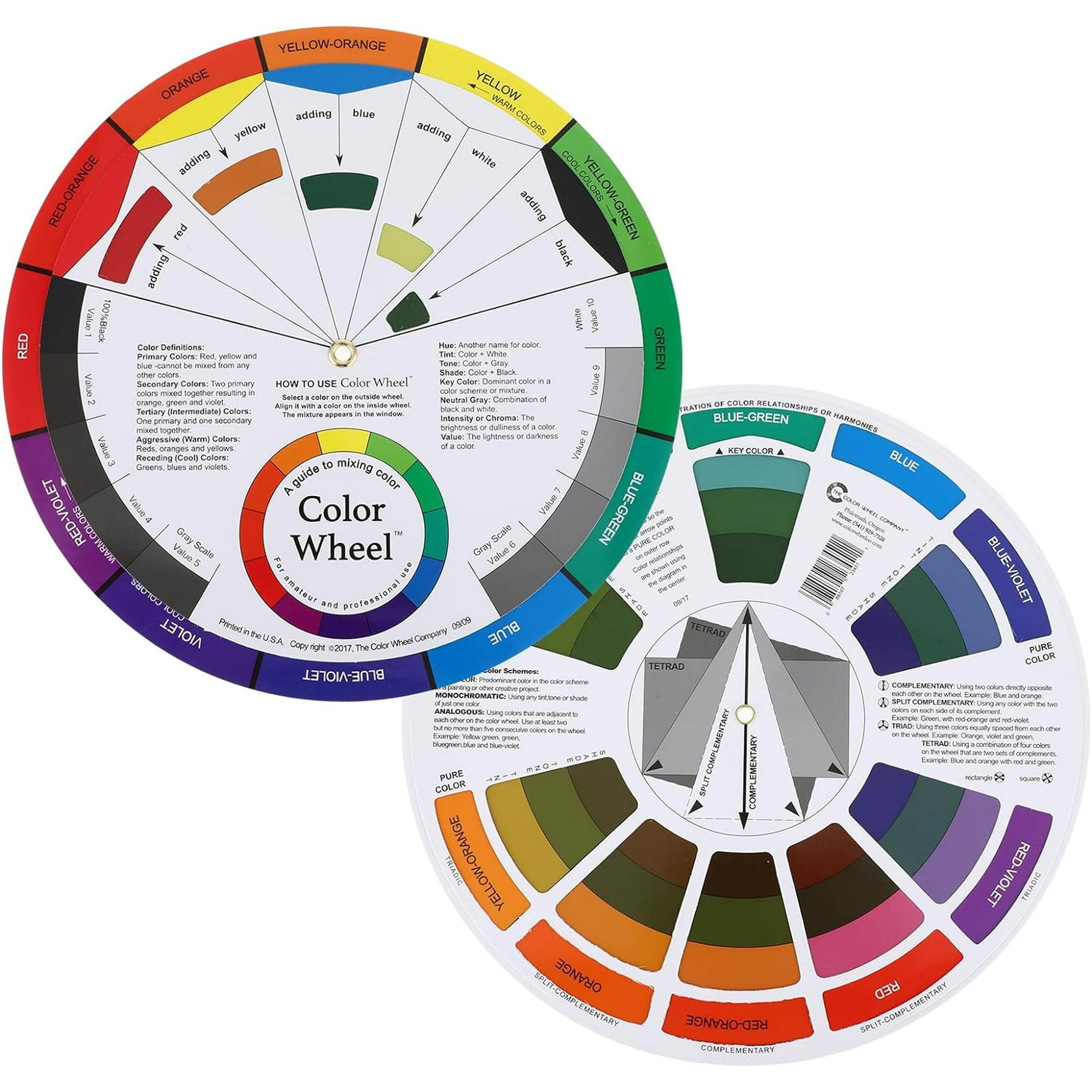 2Pcs 23cm + 14cm Combination Creative Color Wheel, Paint Mixing Study ...