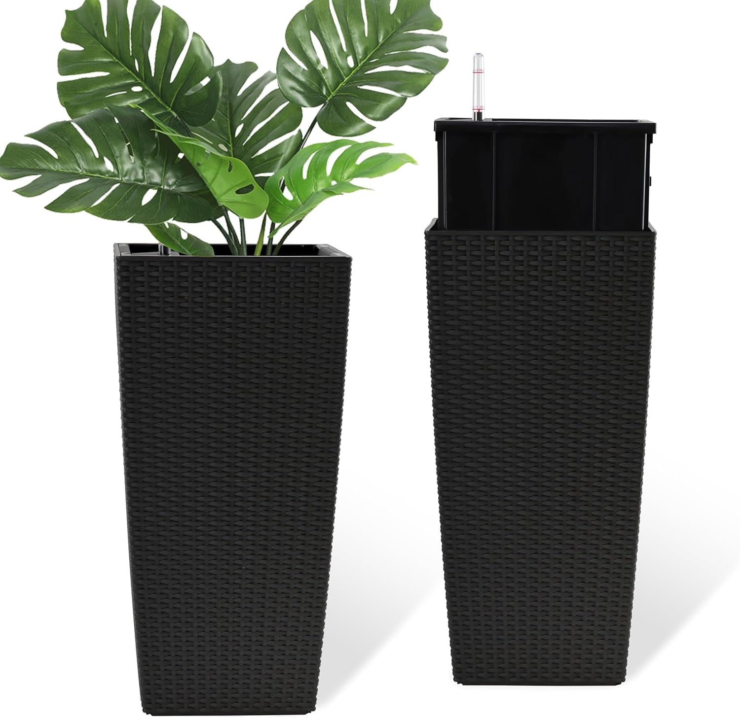 2Pcs 23in High Large Plant Pots Planter-Self-Watering,Modern Planter ...