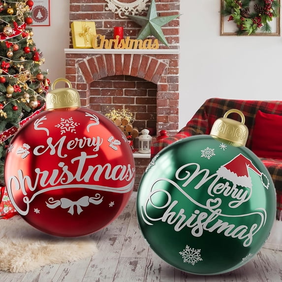 2Pcs 24 Inch PVC Inflatable Christmas Balls Xmas Giant Inflatable ...
