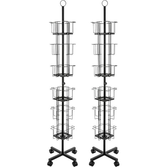 2Pcs-24 Pocket Rotating Display Rack Greeting Card Rack Magazine Comic ...