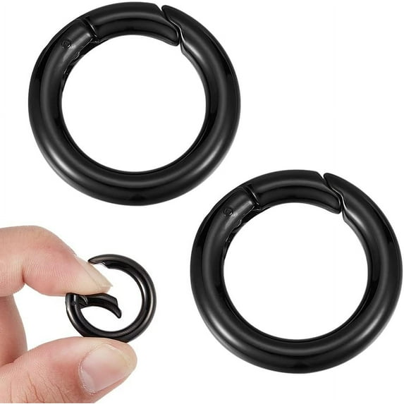 2Pcs 24mm Stainless Steel Spring Gate Rings Black Metal O Rings Hollow ...