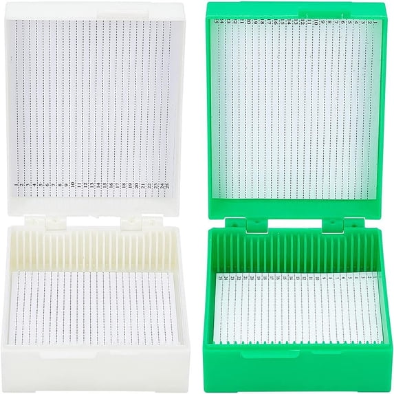 2Pcs 25-Place Slide Microscope Box Microslide Slide Economy Microscope ...
