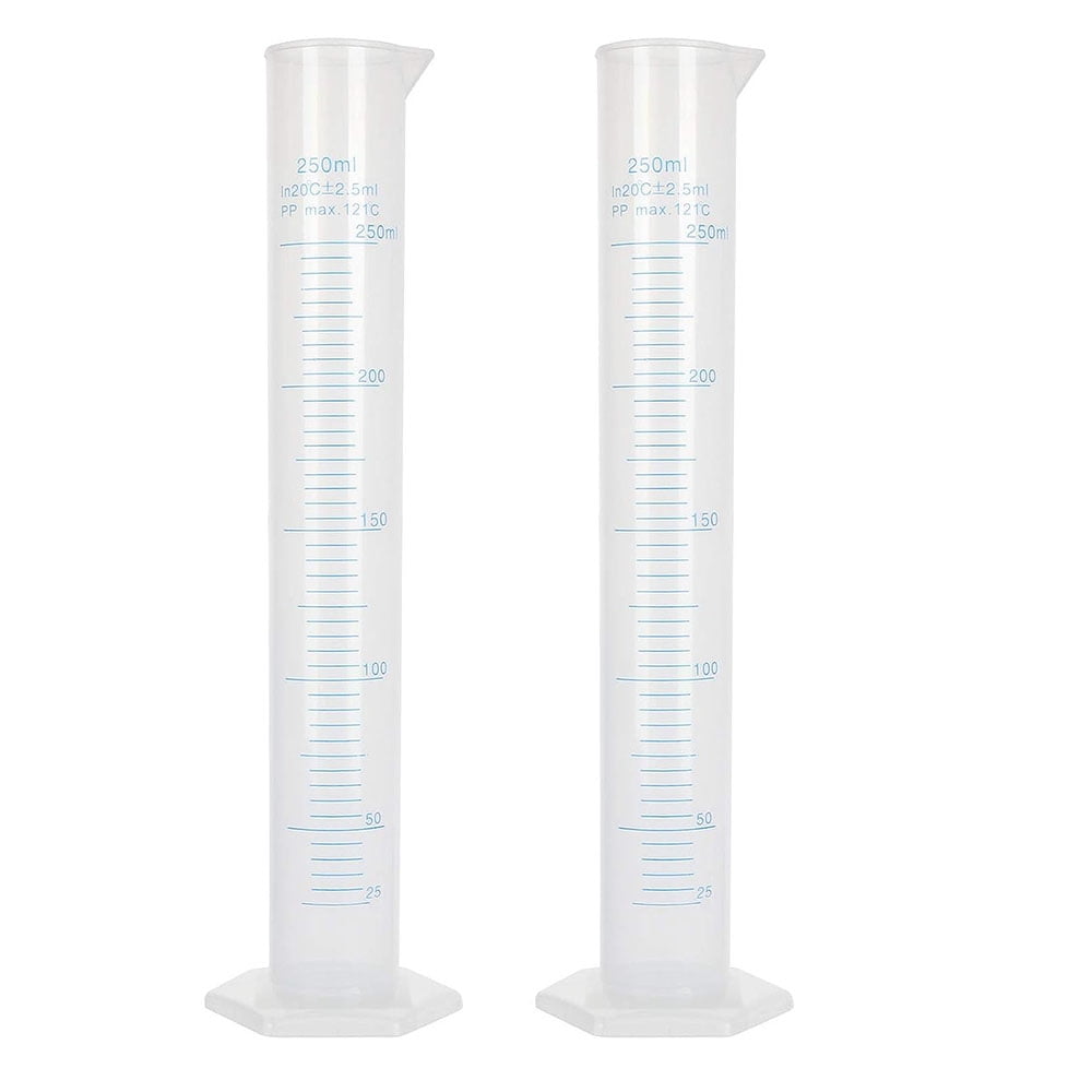 2Pcs 250ml Plastic Graduated Cylinker, Measuring Cylinder Graduated ...