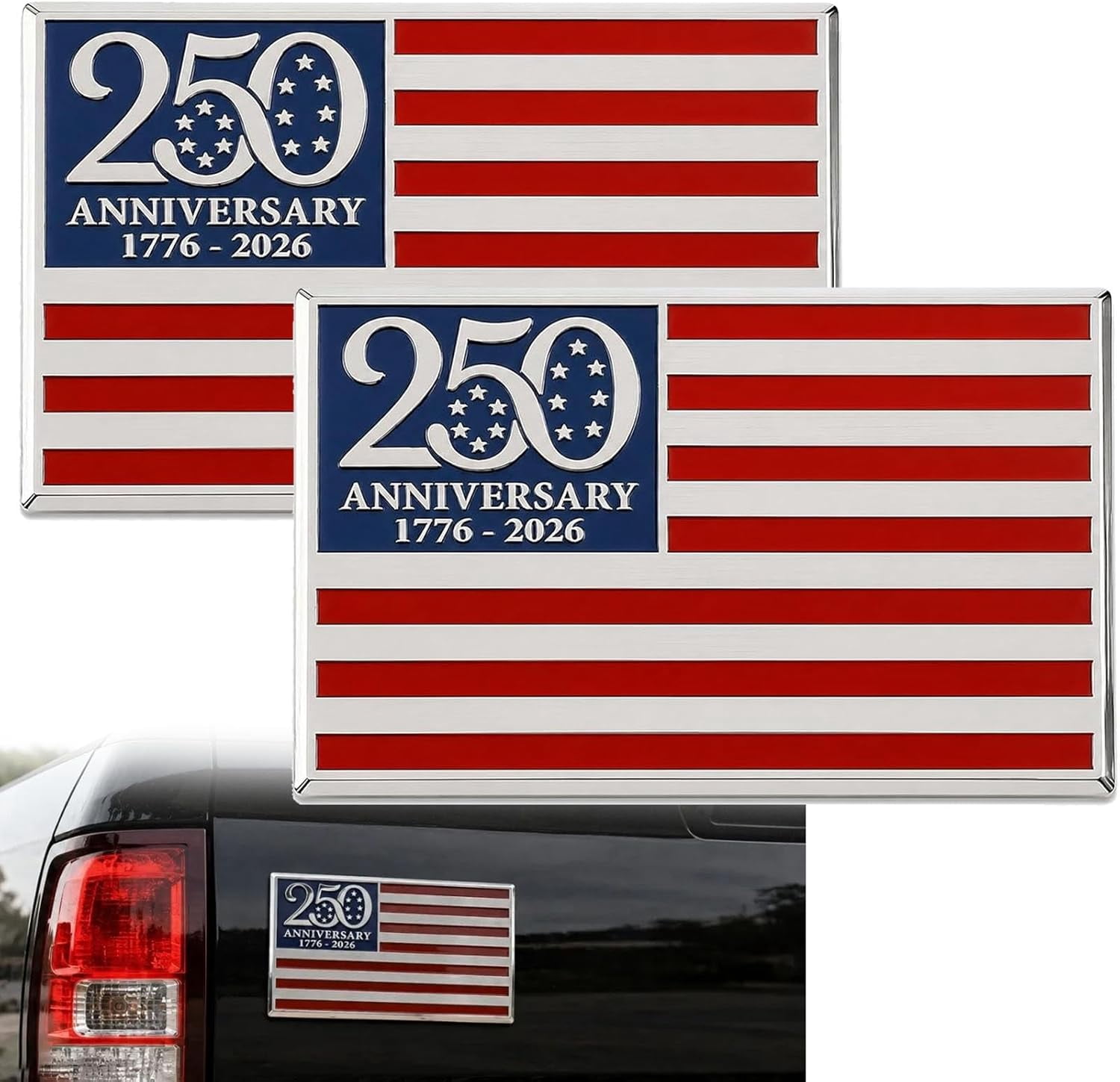 2Pcs 250th Anniversary Flag Metal Emblem, Heavy Duty Vehicle Decal ...