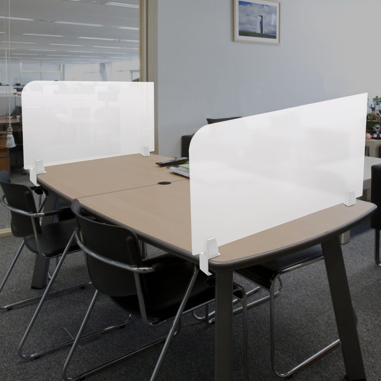 2Pcs 29*18in Desk Divider Translucent Frosted Acrylic Clamp-on Office ...