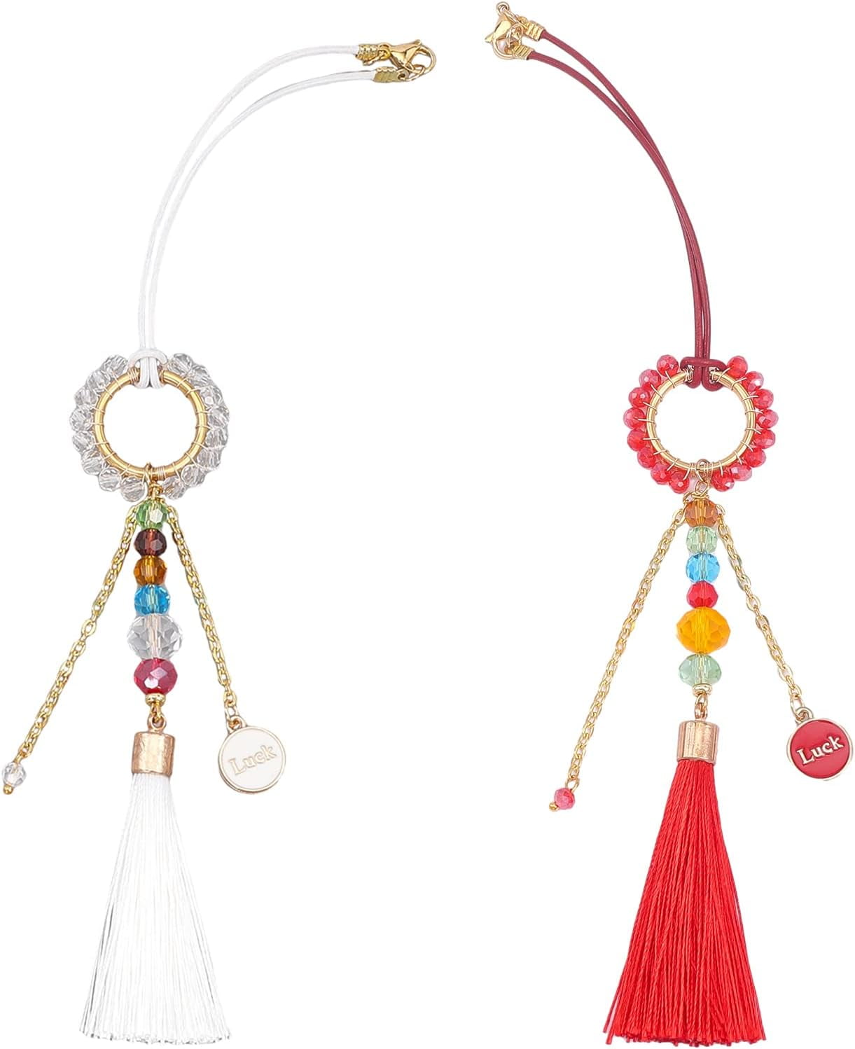 2Pcs 2Colors Rear View Mirror Tassel Pendant Hanging Car Ornament ...