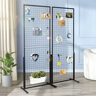 White Triangle Wire Grid Tower with Base and Casters - Grid Wall Retail ...